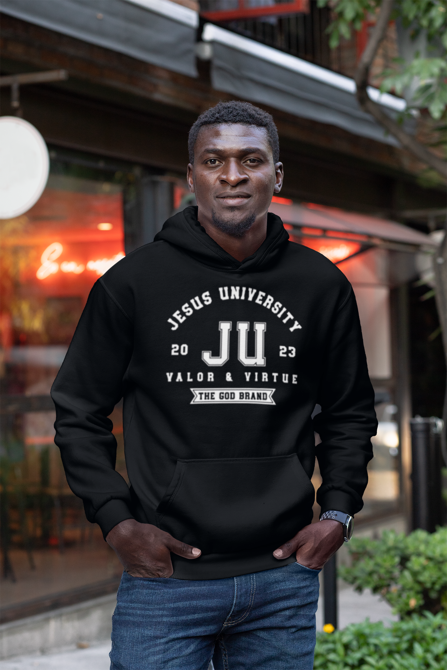 Jesus University JU The God Brand Hoodie – Valor & Virtue